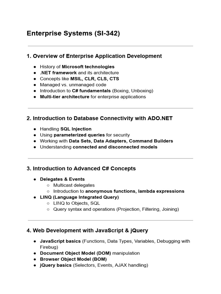 Enterprise Systems (SI-342) | PDF | Model–View–Controller | Java Script