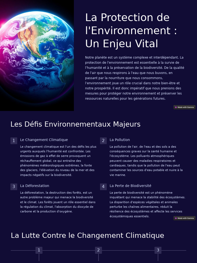 Protection de l'Environnement : Enjeux et Solutions | PDF | Changement ...