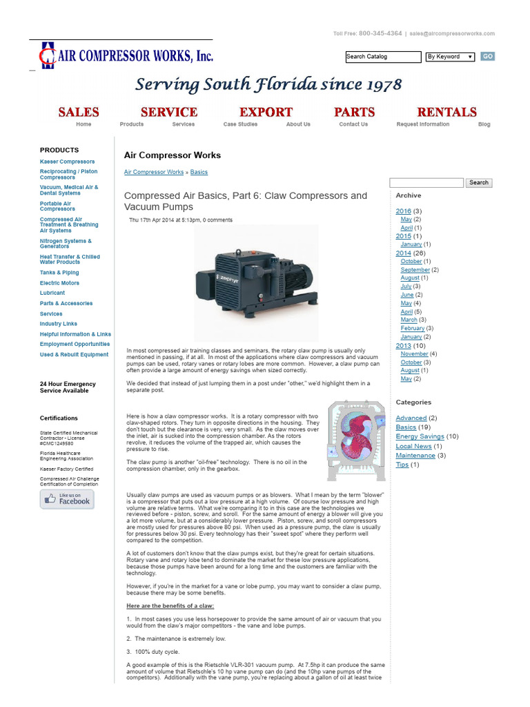 Compressed Air Basics, Part 6_ Claw Compressors and Vacuum Pumps | PDF ...