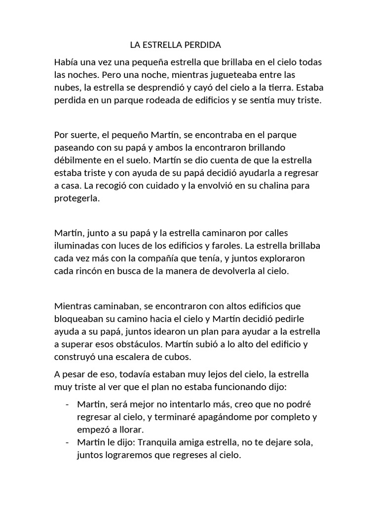 Cuento La Estrella Perdida | PDF | Cielo | Estrellas