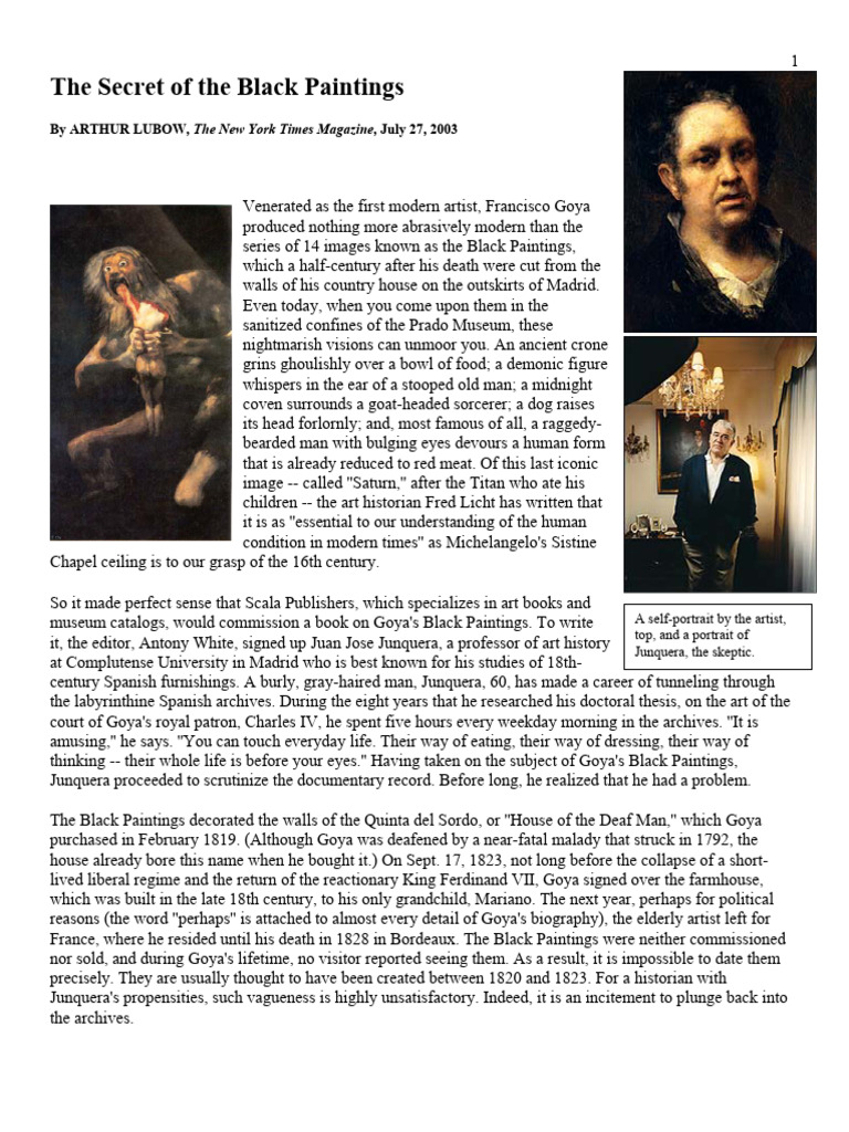 The Secret of The Black Paintings | PDF | Francisco Goya | Paintings