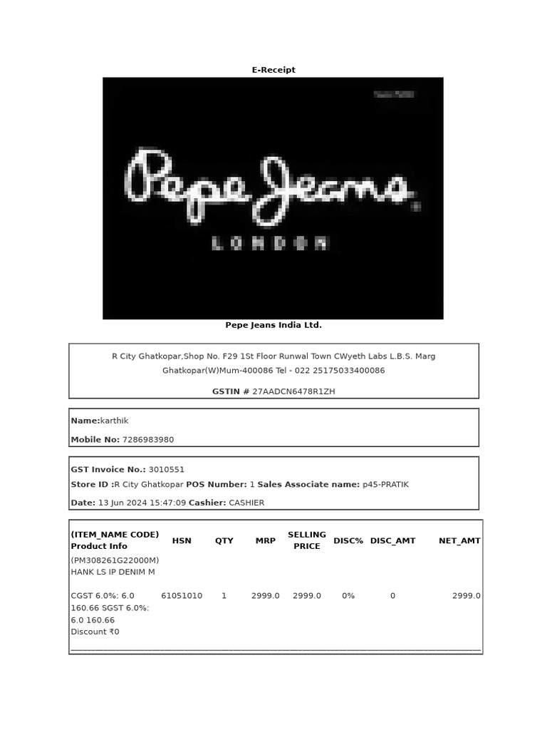 PepeCRM Receipt 123460194912 | PDF
