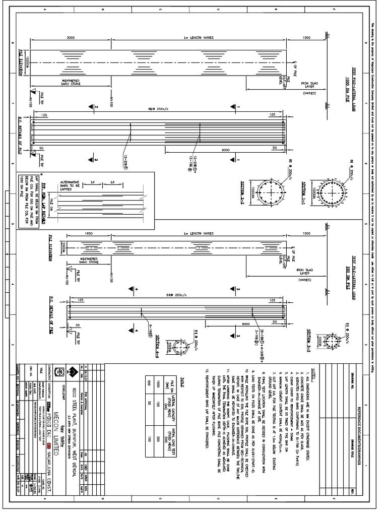 Lateral Load Test Pile of 1000& 550 Dia Model (1) | PDF