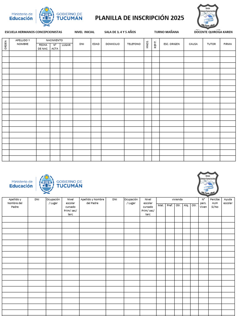 Planilla de Inscripción 2025 | PDF | Control de acceso | Gobierno y personalidad