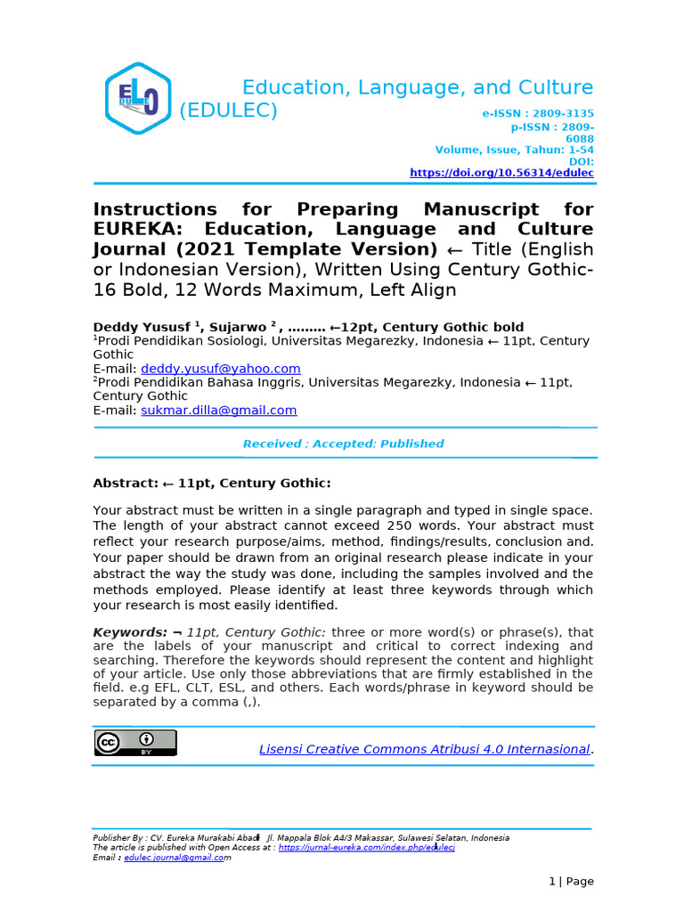 Template EDULEC JOURNAL - English Version | PDF | Citation | Apa Style