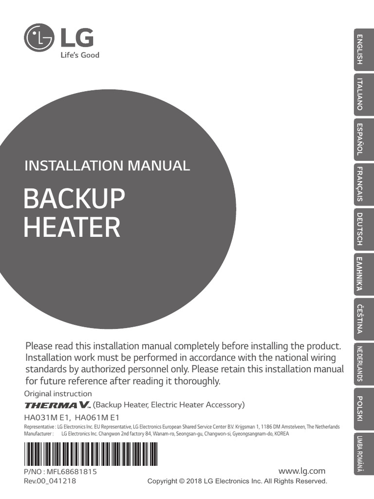 Backup Heater Installation Manual | PDF | Electric Heating | Power Supply