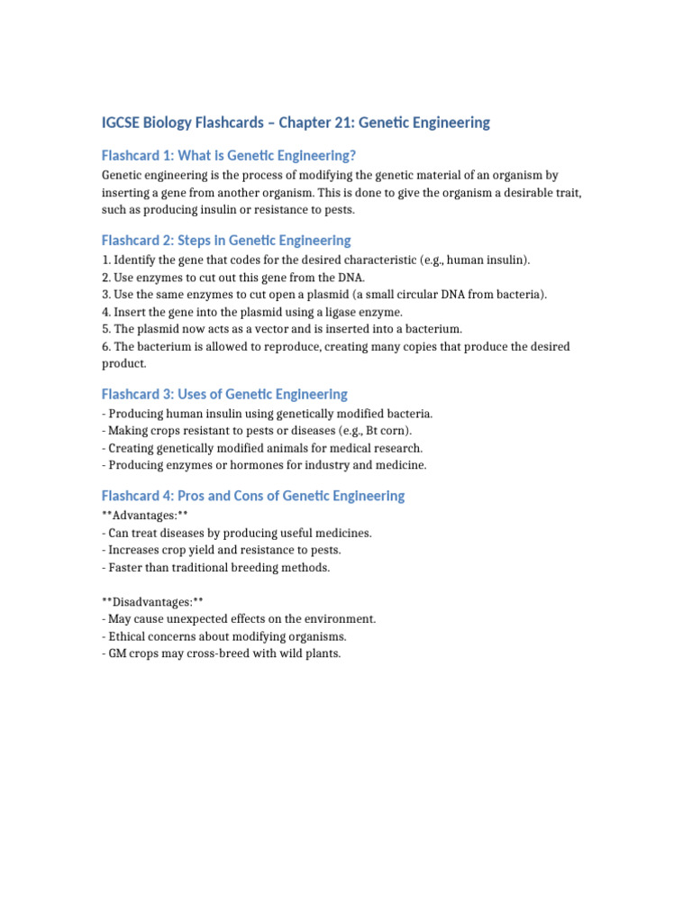 IGCSE_Biology_Genetic_Engineering_Flashcards | PDF
