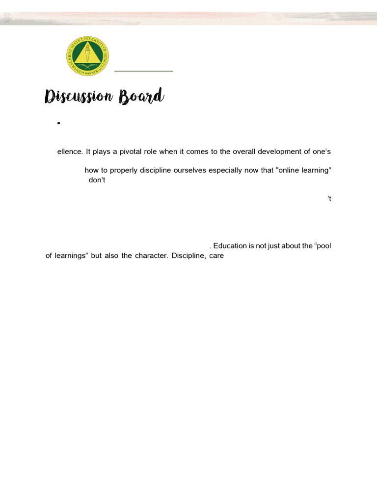 Discussion Board (SHIELA B. BAGASBAS - BSEd-2A ENGLISH) GEC 11 | PDF