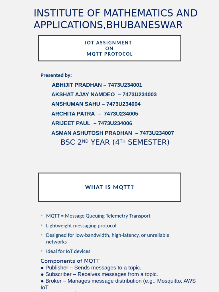 IOT MQTT Presentation[2] | PDF | Networking Standards | Computer Engineering