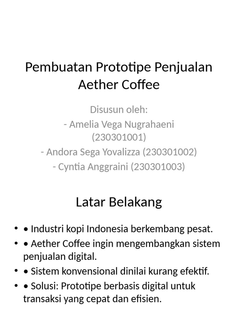 Prototipe Penjualan Aether Coffee | PDF