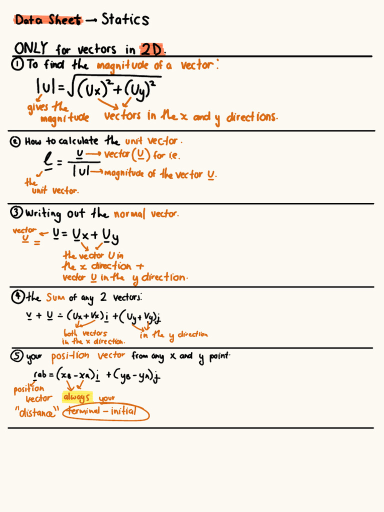 Statics Formula Sheet | PDF