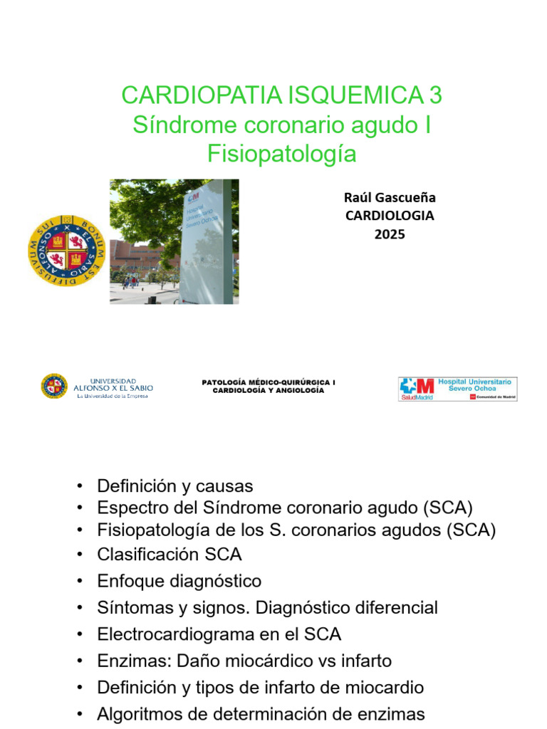 22 Cardiopatía Isquémica 3. SCA 1. Fisiopatologia | PDF | Infarto de miocardio | Plaqueta