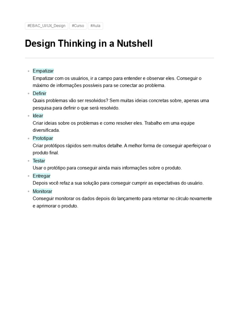Design Thinking: Etapas Essenciais | PDF