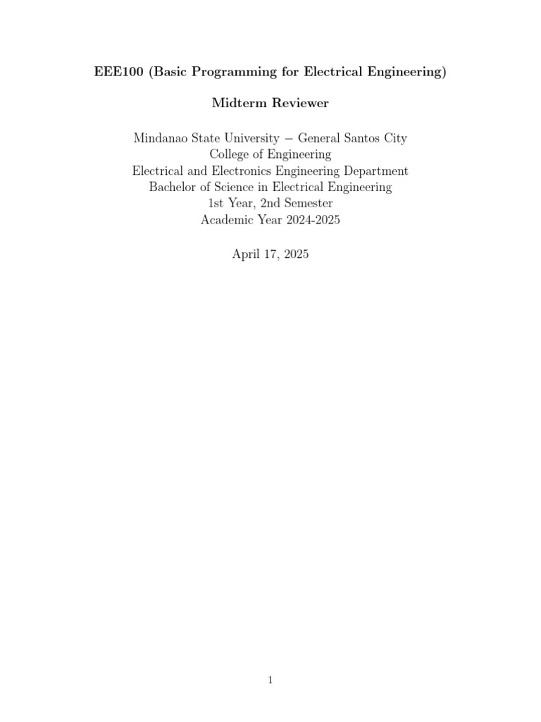 EEE100 Midterm Reviewer | PDF