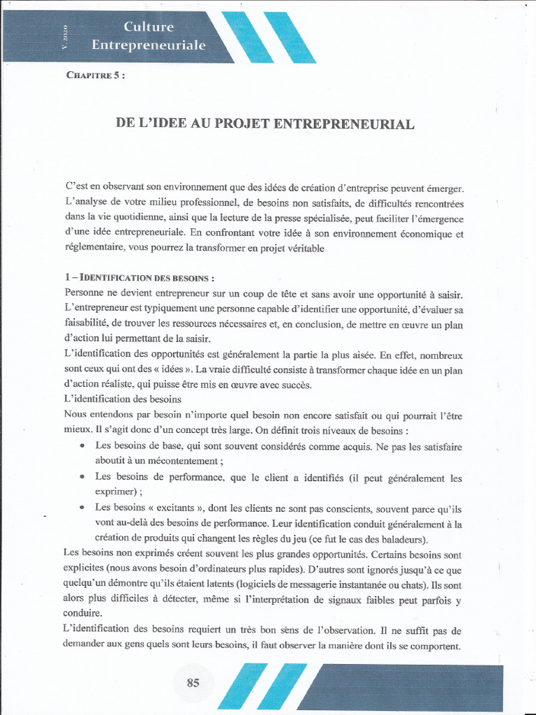 Chapitre5: DE L'idée Au Projet | PDF