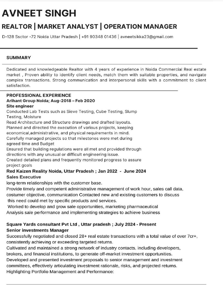 Avneet Singh CV 2025 | PDF