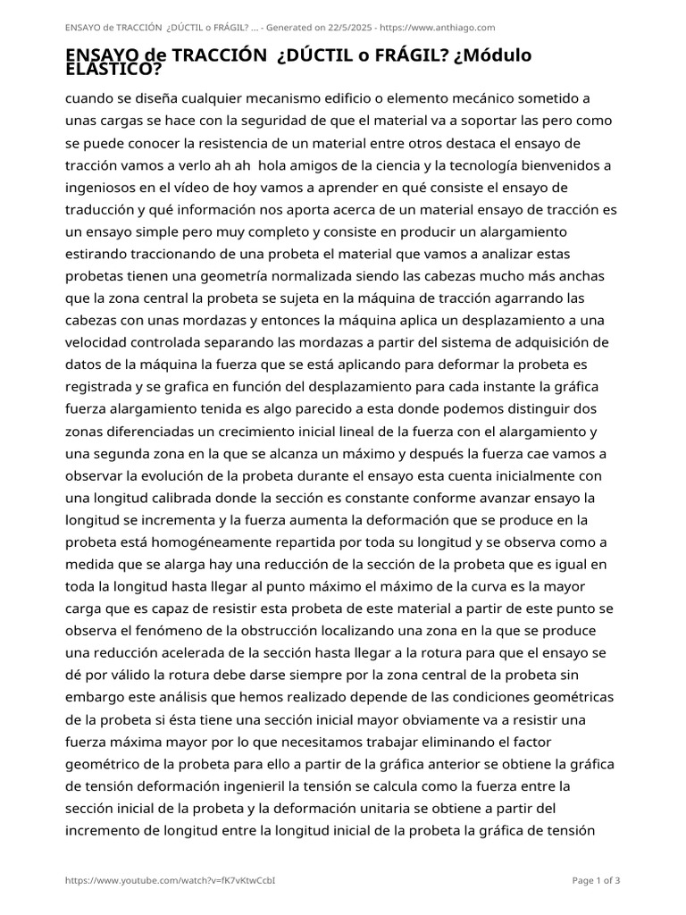 ENSAYO de TRACCI N D CTIL - 22-05-2025 | PDF | Deformación (ingeniería) | Elasticidad (Física)