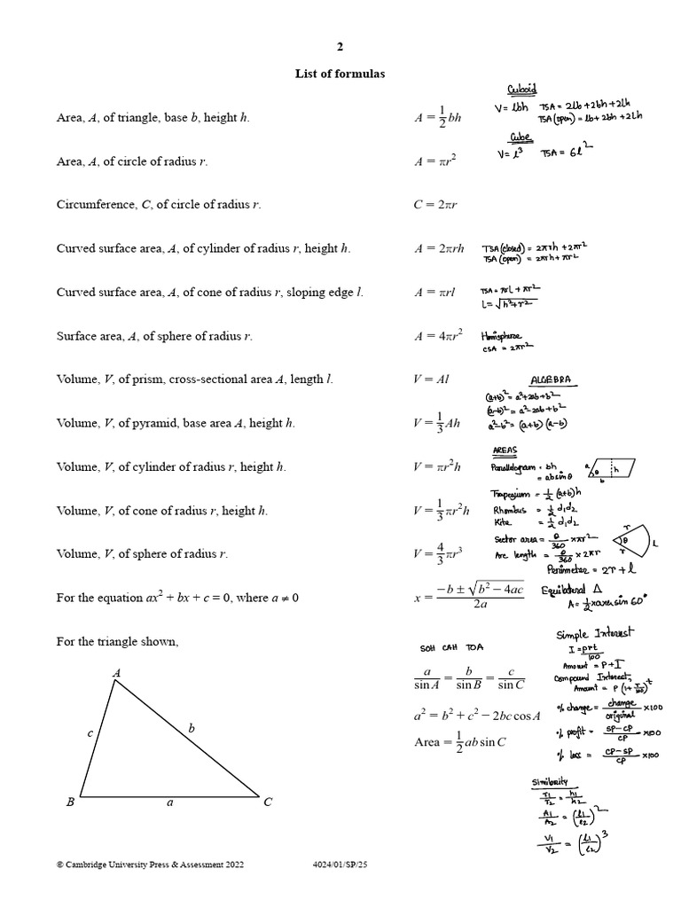 2025 Specimen Paper 1 | PDF | Area | Sphere