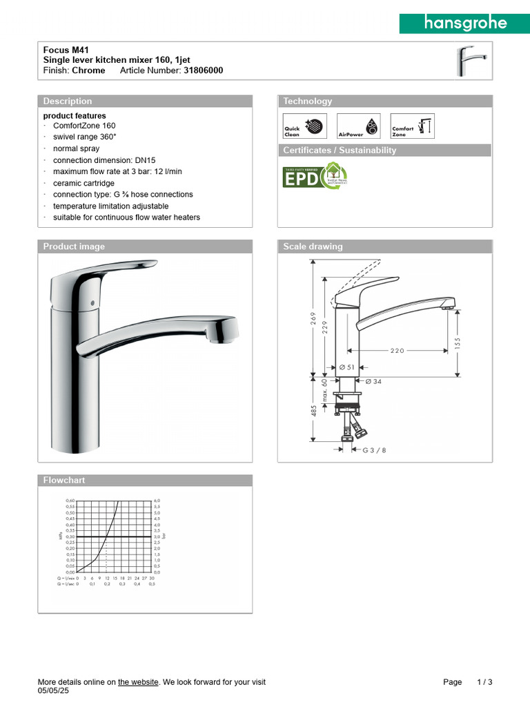 Hansgrohe Product Specification | PDF