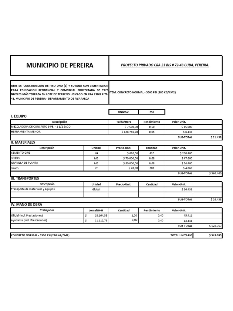 Apu 2025 Concreto 3500psi | PDF | Hormigón | Material compuesto