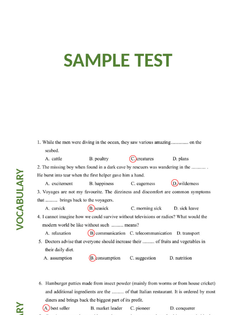 Sample Test 681c7f737f4d1zqd04 | PDF | Foods