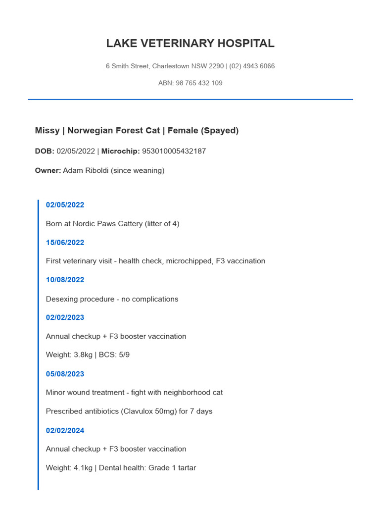 Patient History - Missy | PDF