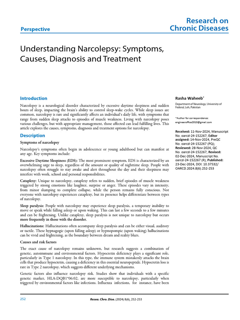 Understanding Narcolepsy Symptoms Causes Diagnosis and Treatment | PDF | Clinical Medicine ...