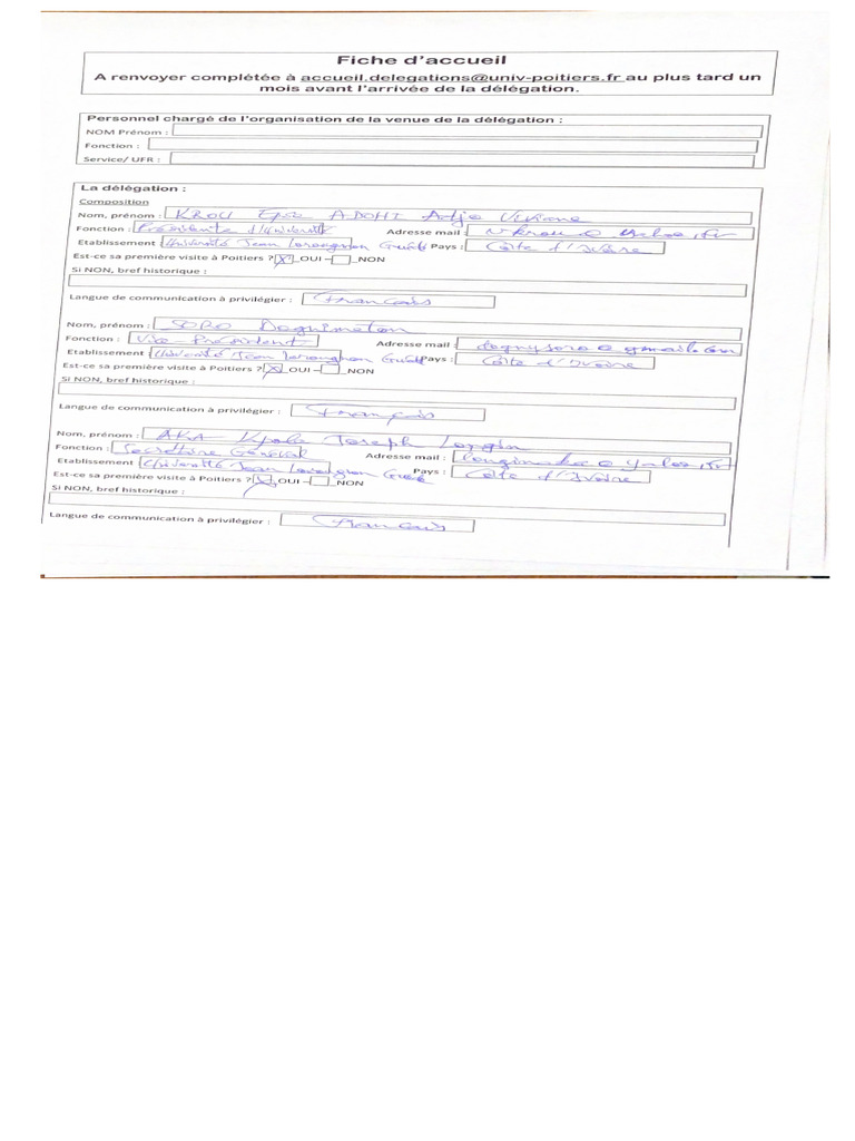 Fiche D'accueil | PDF