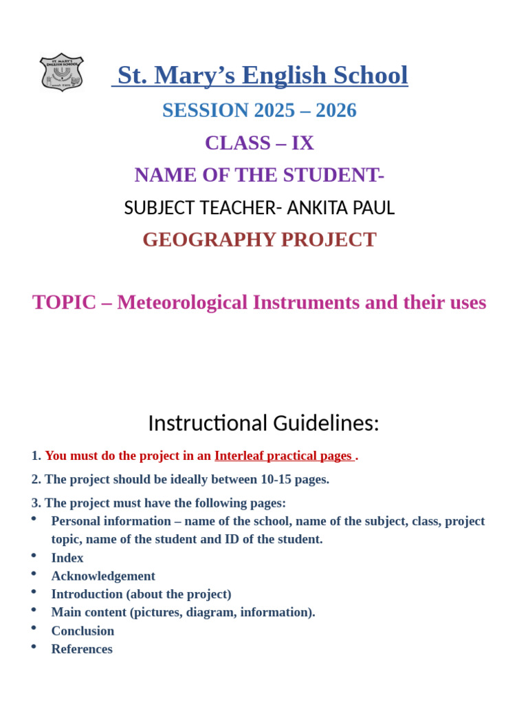 Class I X Geography Project Format | PDF | Gases | Atmospheric ...
