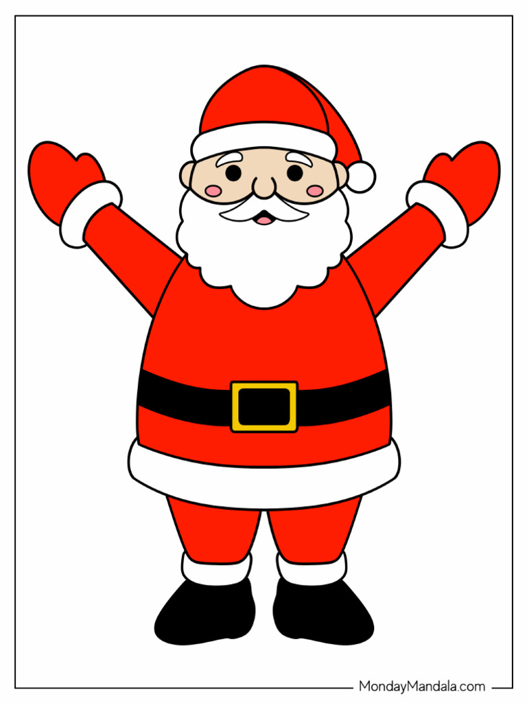Full Page Colored Santa With Arms Up Template | PDF