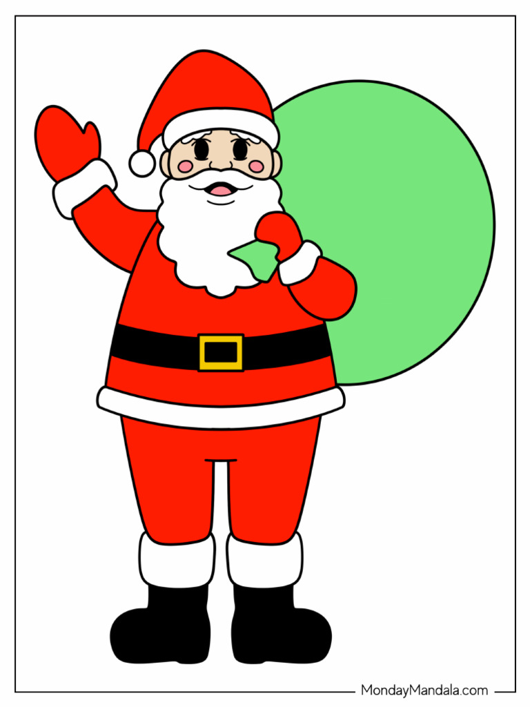 Full Page Colored Santa Carrying Sack Template | PDF