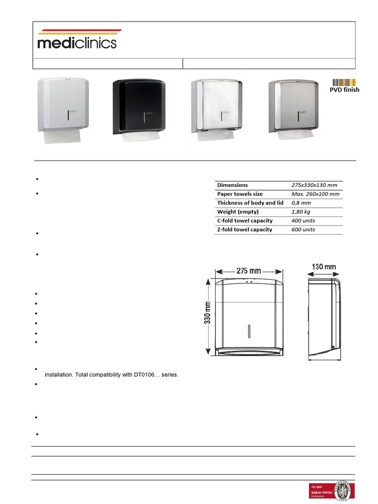 Mediclinics Paper Towel Dispenser Guide | PDF | Stainless Steel | Paper