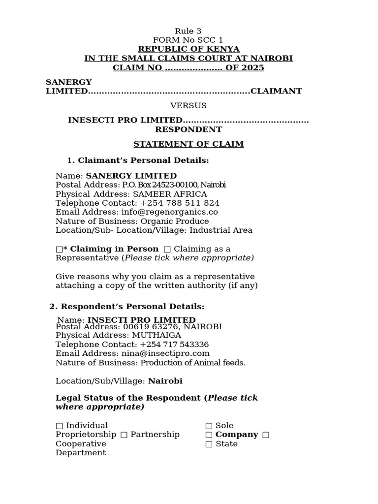 Insecti Pro Statement of Claim | PDF | Debt | Affidavit
