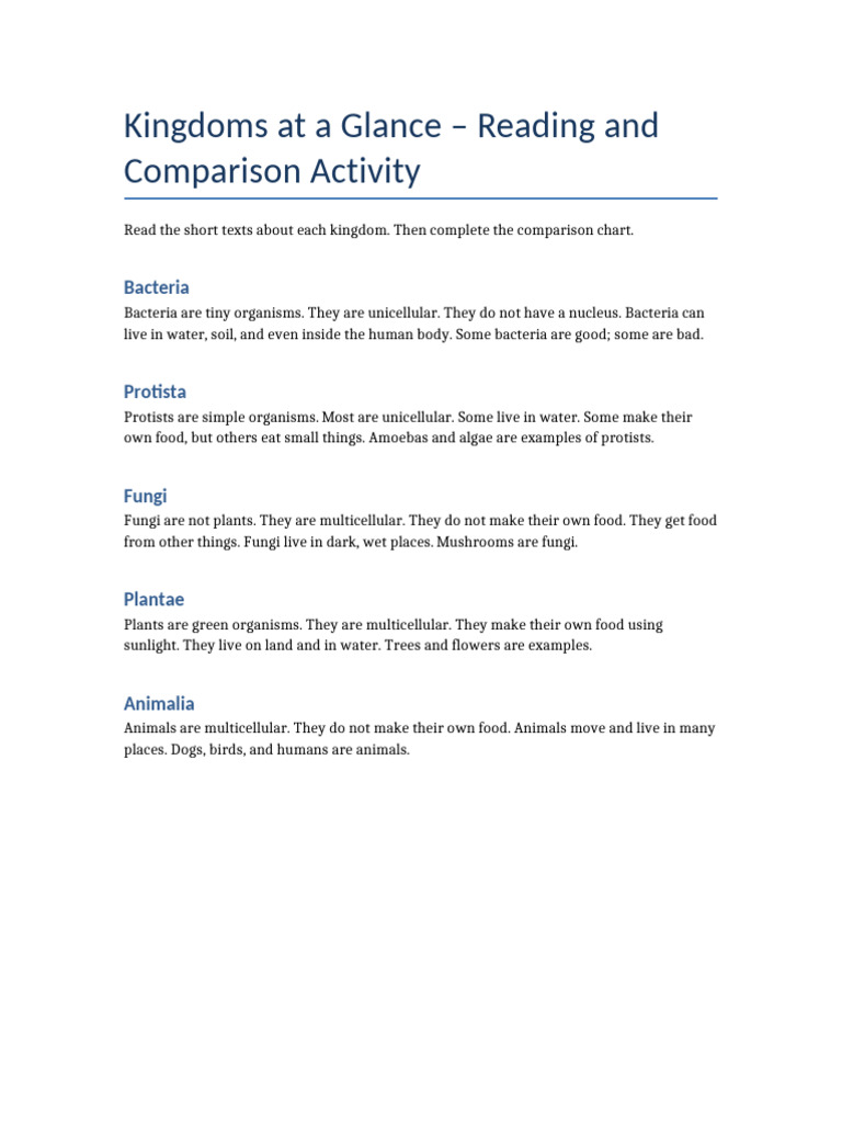 Kingdoms_Reading_and_Comparison | PDF