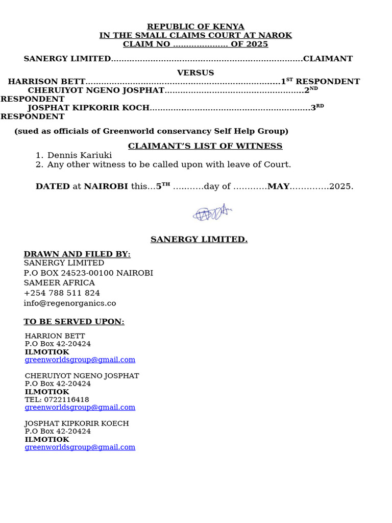 Draft List of Witnesses | PDF