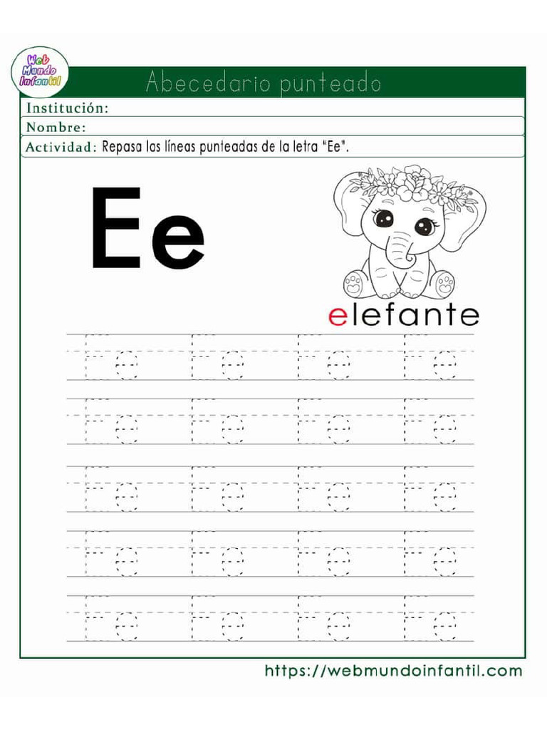 Letra E Punteada | PDF