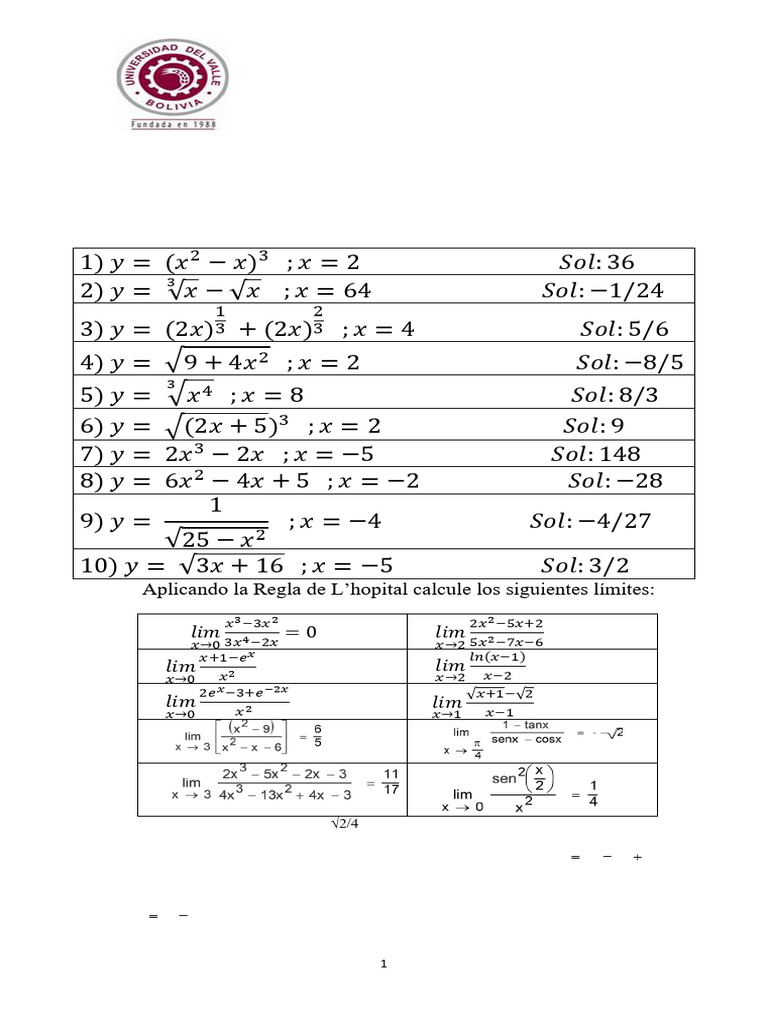 Practica 7 Aplicacion de Derivadas | PDF | Línea (geometría) | Enseñanza de matemática