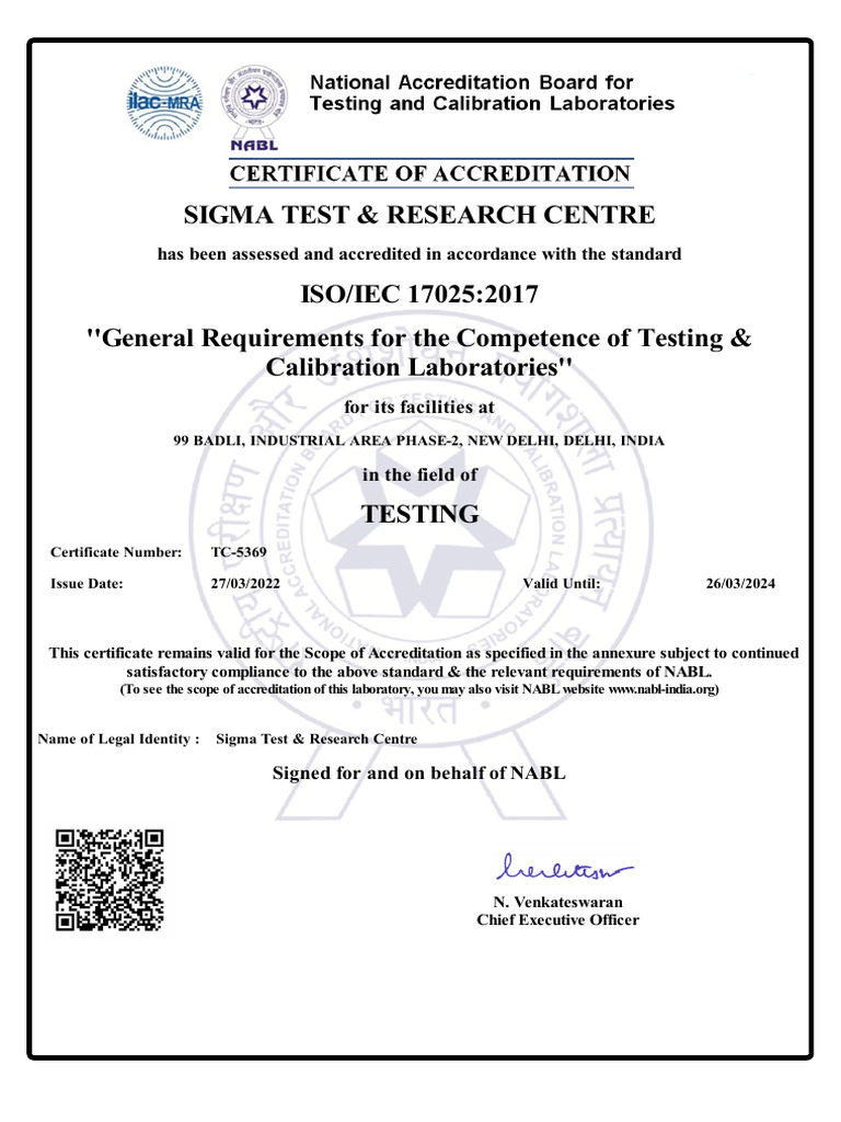 NABL Certificate TC-5369 PDF | PDF
