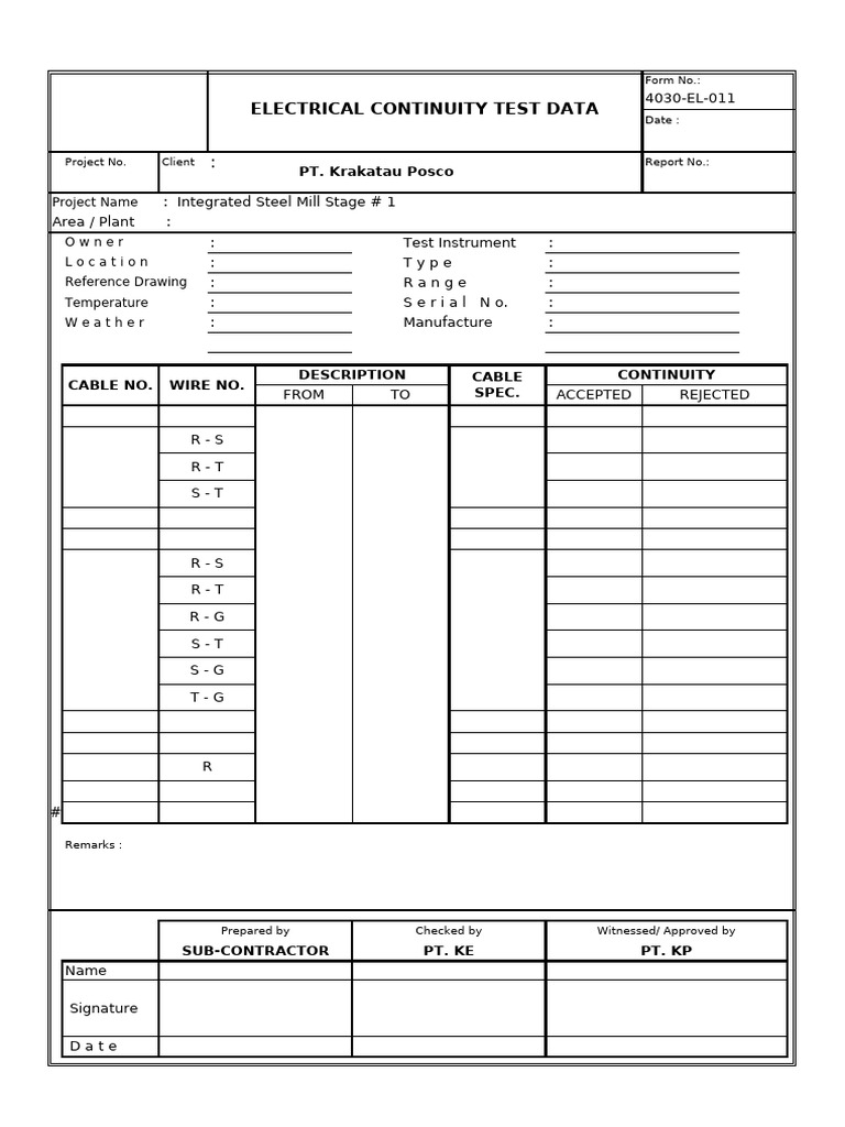 Continuity Test Data | PDF