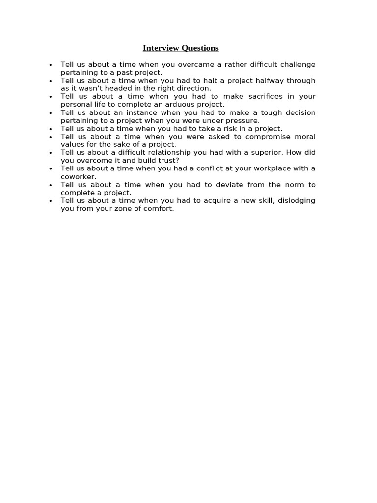 Behavioural Interview Questions | PDF
