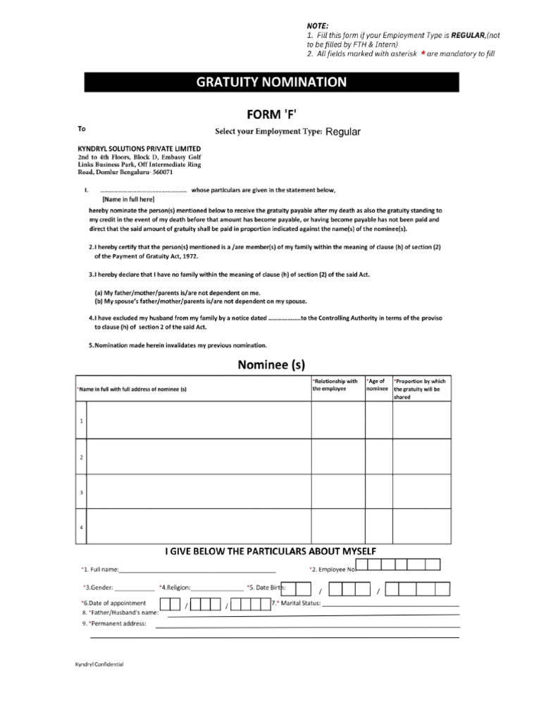 Gratuity form | PDF