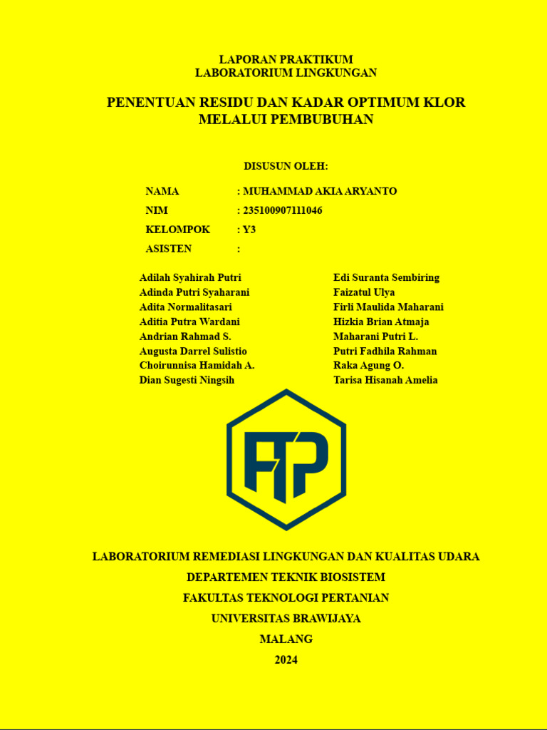 PENENTUAN RESIDU DAN KADAR OPTIMUM KLOR MELALUI PEMBUBUHAN | PDF