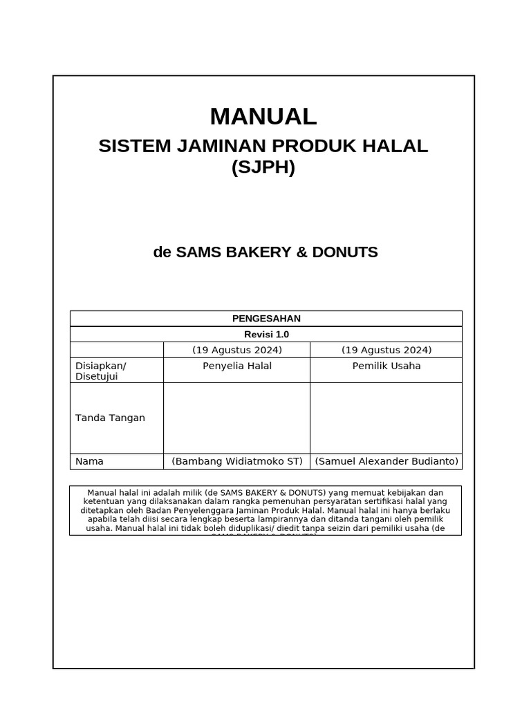 Contoh Manual SJPH 1 | PDF