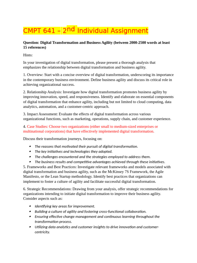 CMPT 641 Task Instructions | PDF | Strategic Management | Business