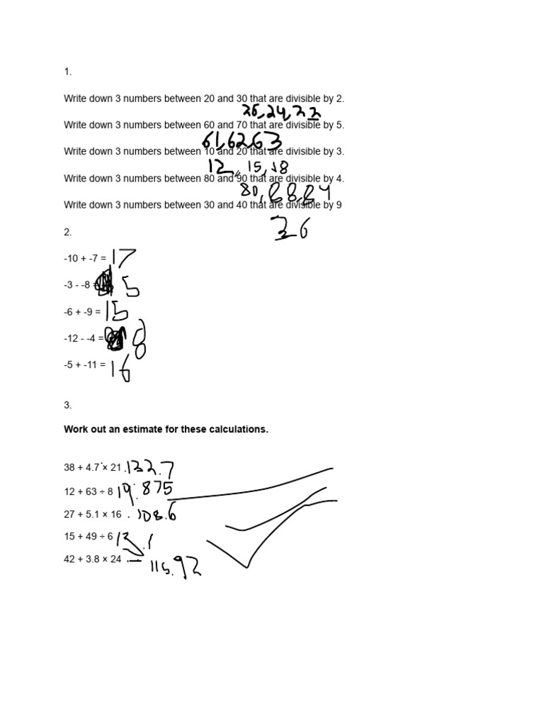 YR7 - End - of - Year - Revision - Booklet ANSWERED | PDF | Mathematics ...
