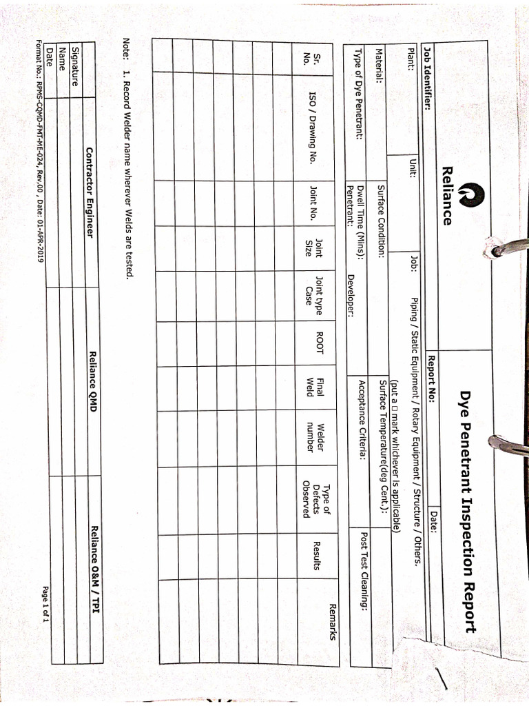 DPT Report Formate | PDF
