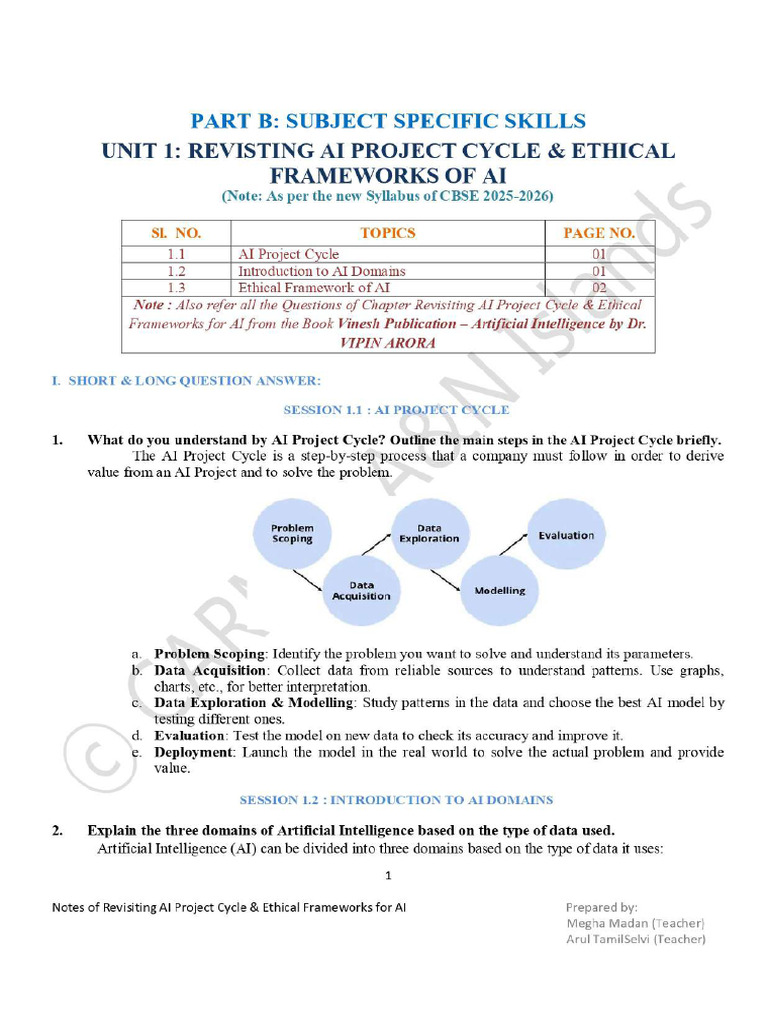 AI- B-Unit1-REVISTING AI PROJECT CYCLE & ETHICAL FRAMEWORK OF AI - X | PDF