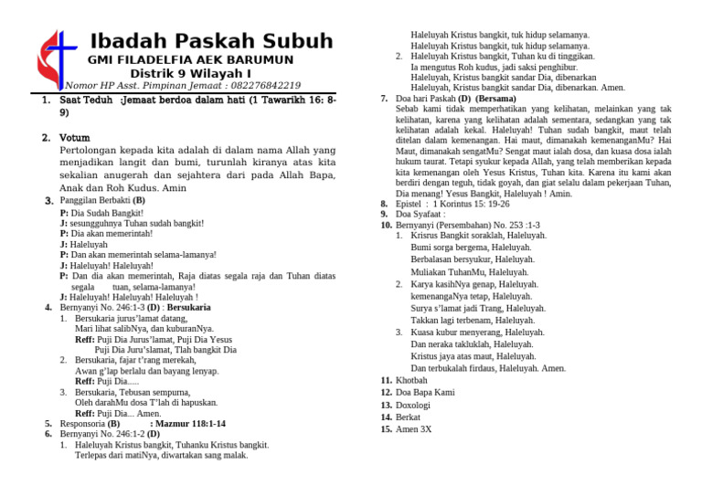 Ibadah Paskah Subuh 2025 | PDF