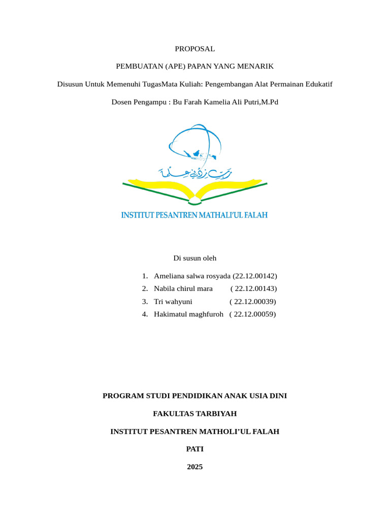 Proposal APE PAPAN MENARIK | PDF