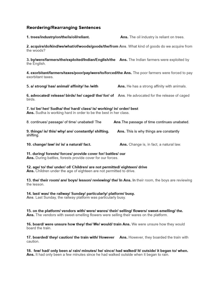 Rearranging Sentences | PDF